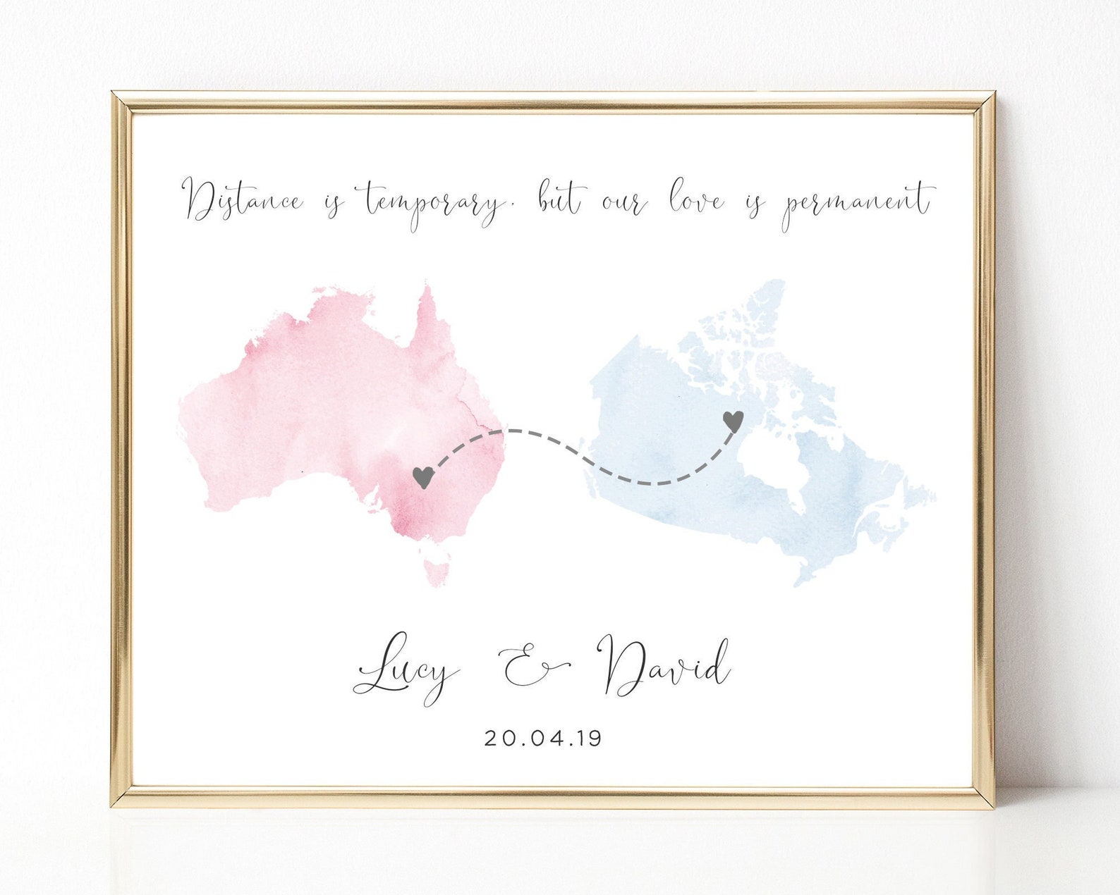 Long Distance Relationship Gifts Map Art Long Distance Map - Etsy UK
