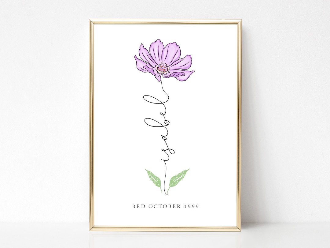 October Birth Flower Art Personalised, October Birthday Gifts for Her ...