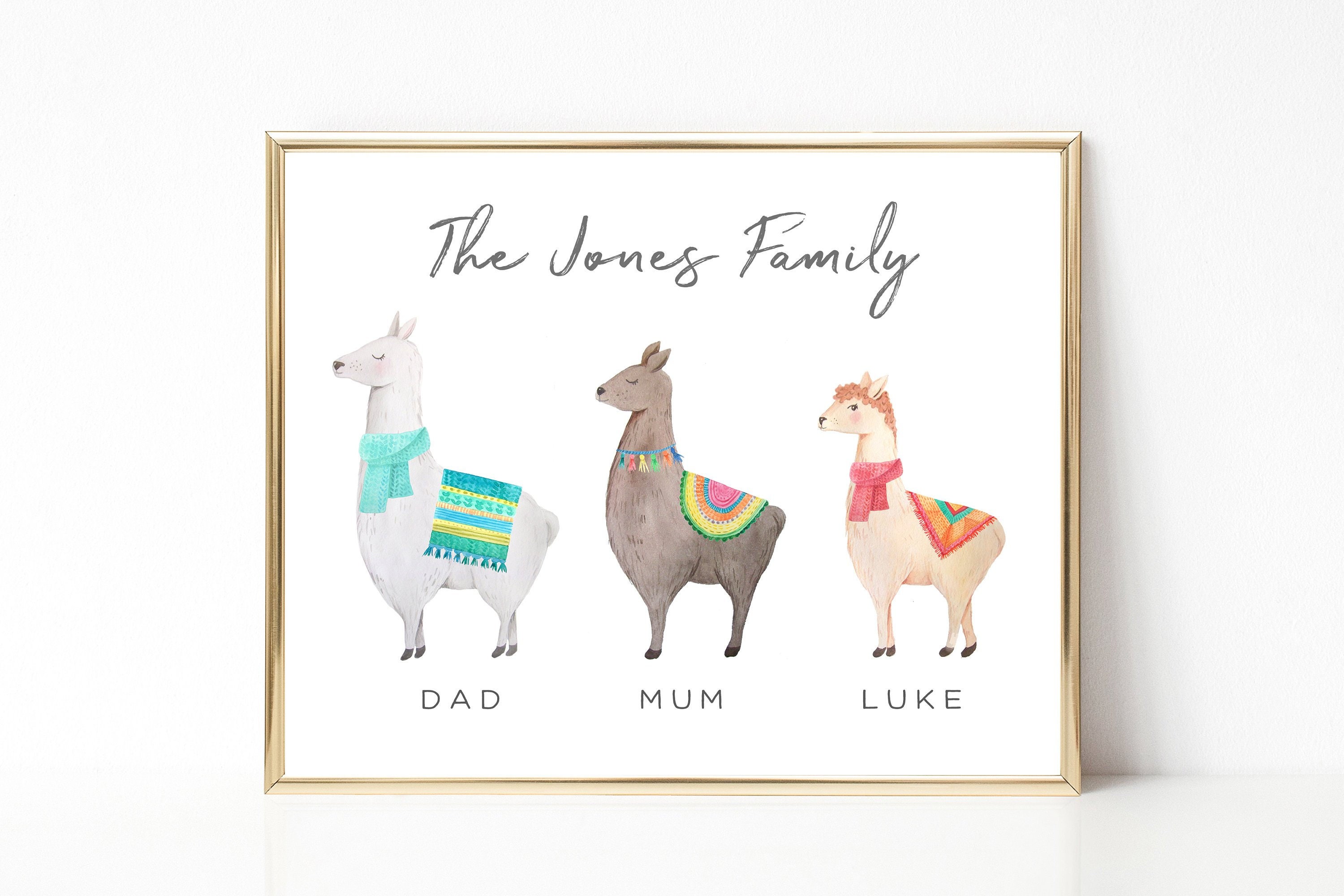 Llama Family Print Personalised Family Picture Personalized | Etsy