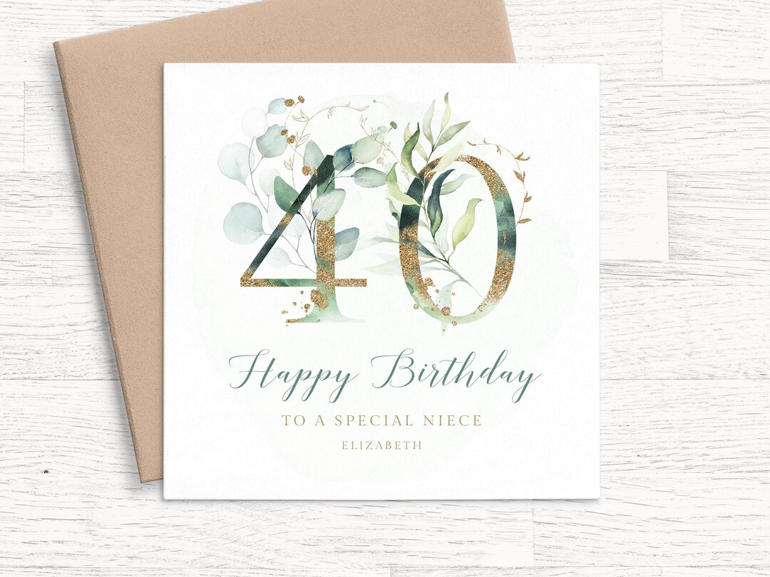 Personalised 40th Birthday Card Niece, Personalized 40th Birthday Card ...