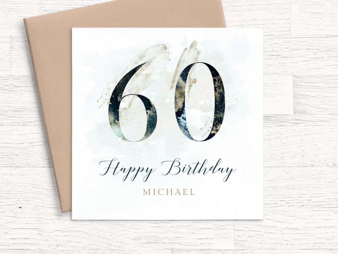 60th Birthday Card for Him, Personalised 60th Birthday Card for Men ...