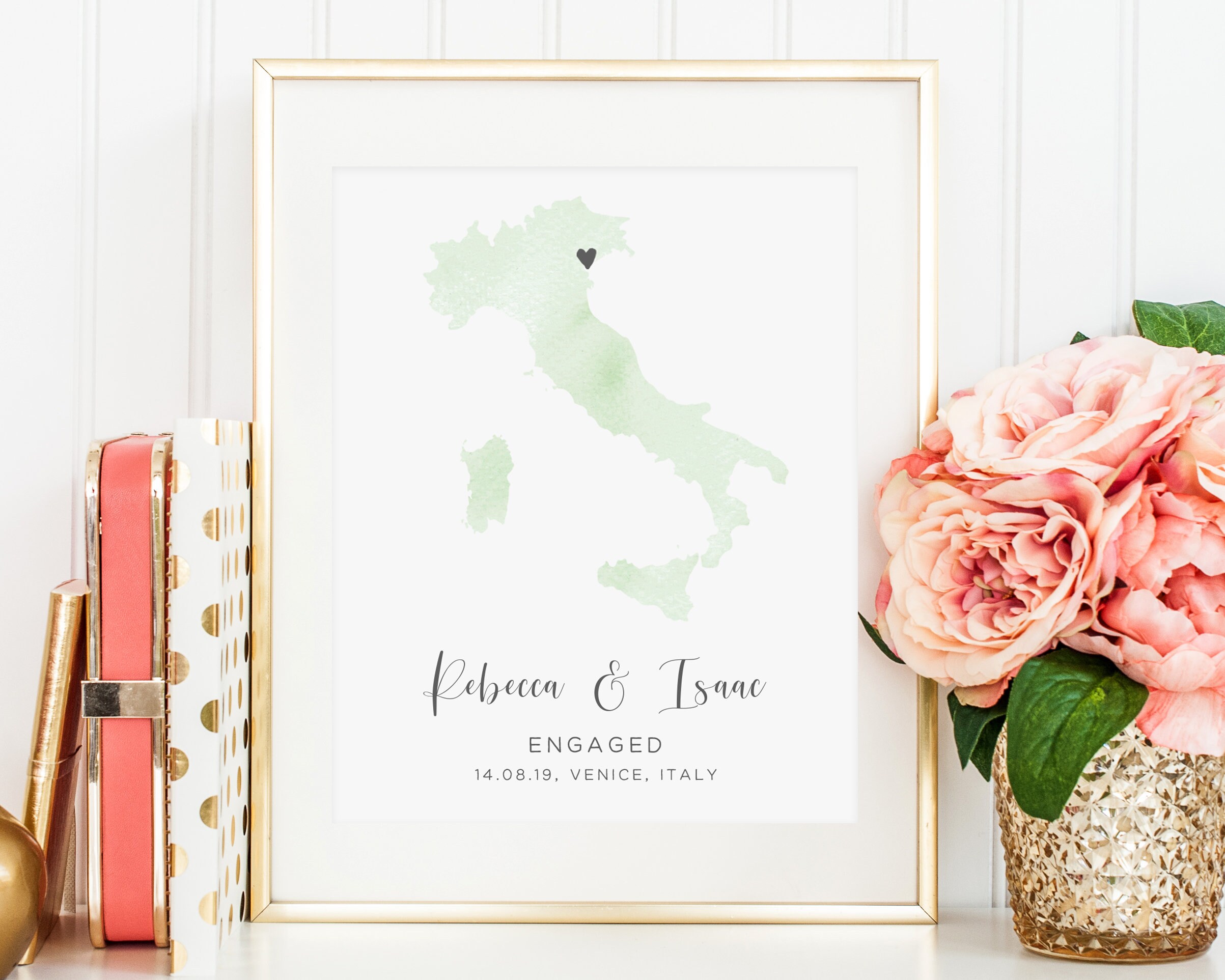 Engagement Gift Map Gift Engagement Map Print Personalised | Etsy