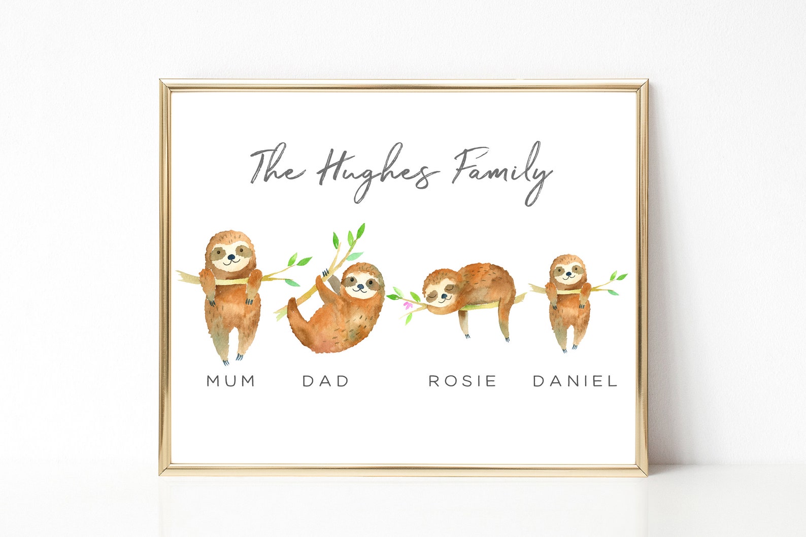 Sloth Family Print Personalized Family Gifts Housewarming - Etsy UK