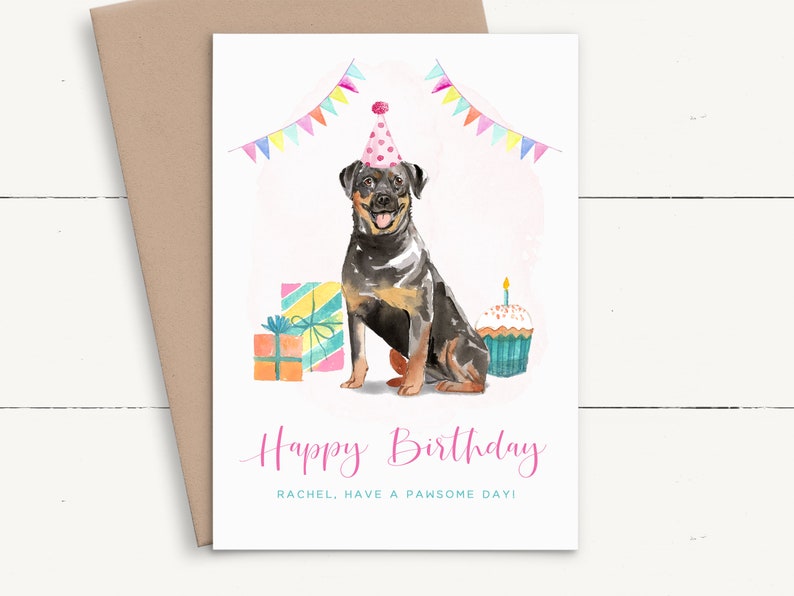 Rottweiler Birthday Card From Dog Personalised Birthday Card - Etsy