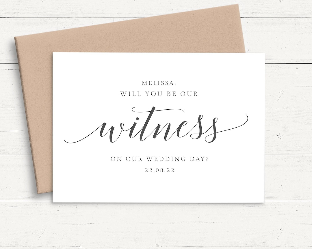 Will You Be Our Witness Card Personalised, Will You Be Witness, Wedding ...