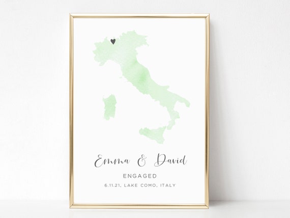 Engagement Gift Map Gift Engagement Map Print Personalised | Etsy