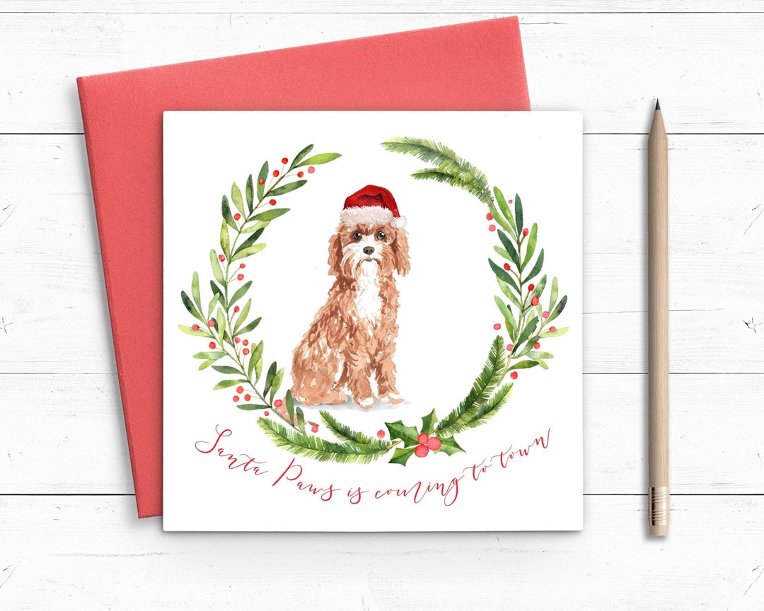 Cavapoo Christmas Card Pack, Dog Christmas Cards Set, Dog Christmas ...