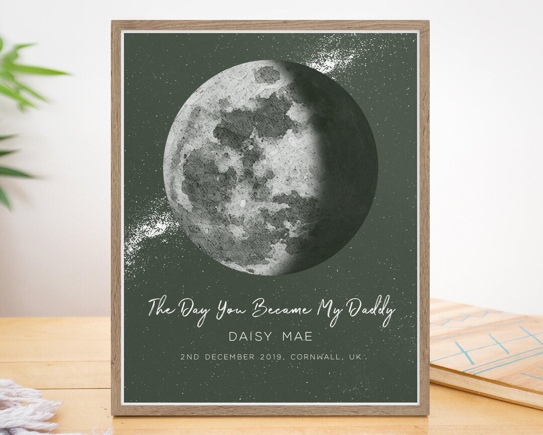 The Day You Became My Daddy, Watercolor Moon Phase by Date ...