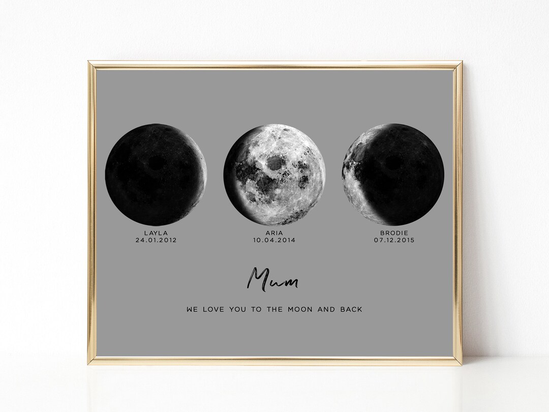 Personalised Moon Phase Print, Moon Print for Mum, Custom Moon Print on ...