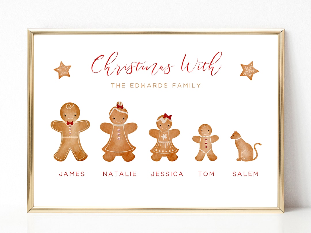 Gingerbread Family Print Personalised Personalized Christmas - Etsy Ireland