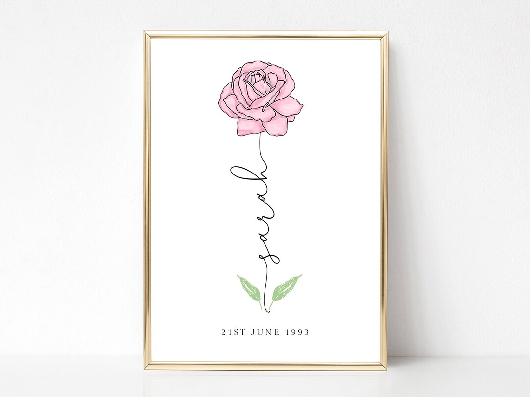 June Birth Flower Print Personalized, June Birthday Gift for Women ...
