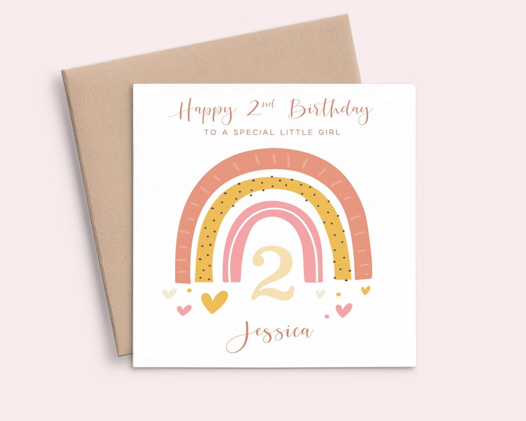 Rainbow 2nd Birthday Card Daughter Personalised Birthday Card - Etsy