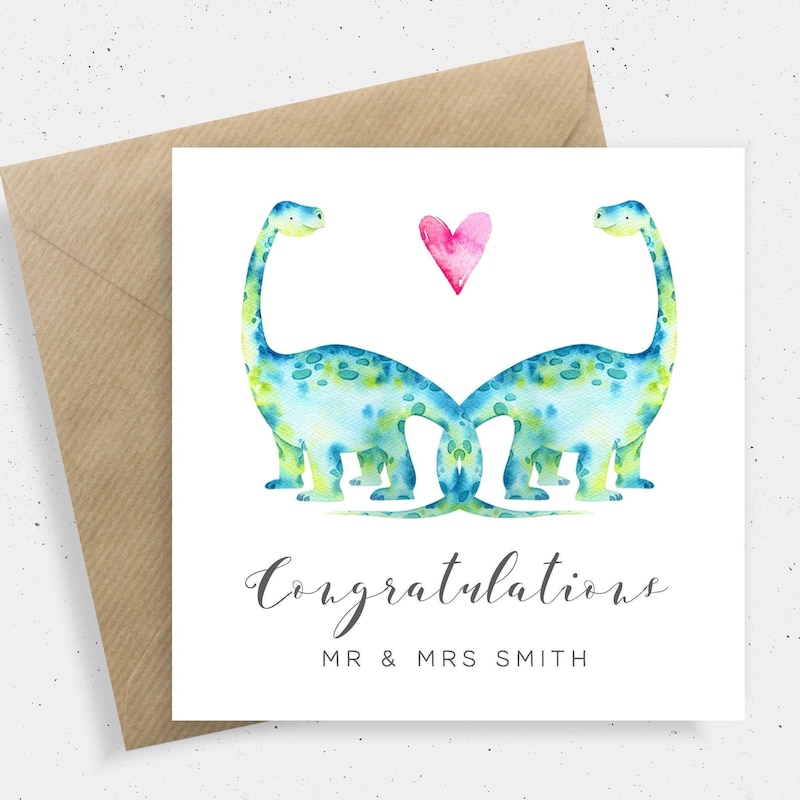 Dinosaur Wedding Card - Etsy UK