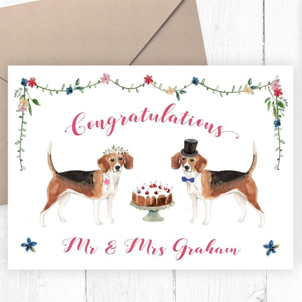 Beagle Wedding Cards - Etsy UK