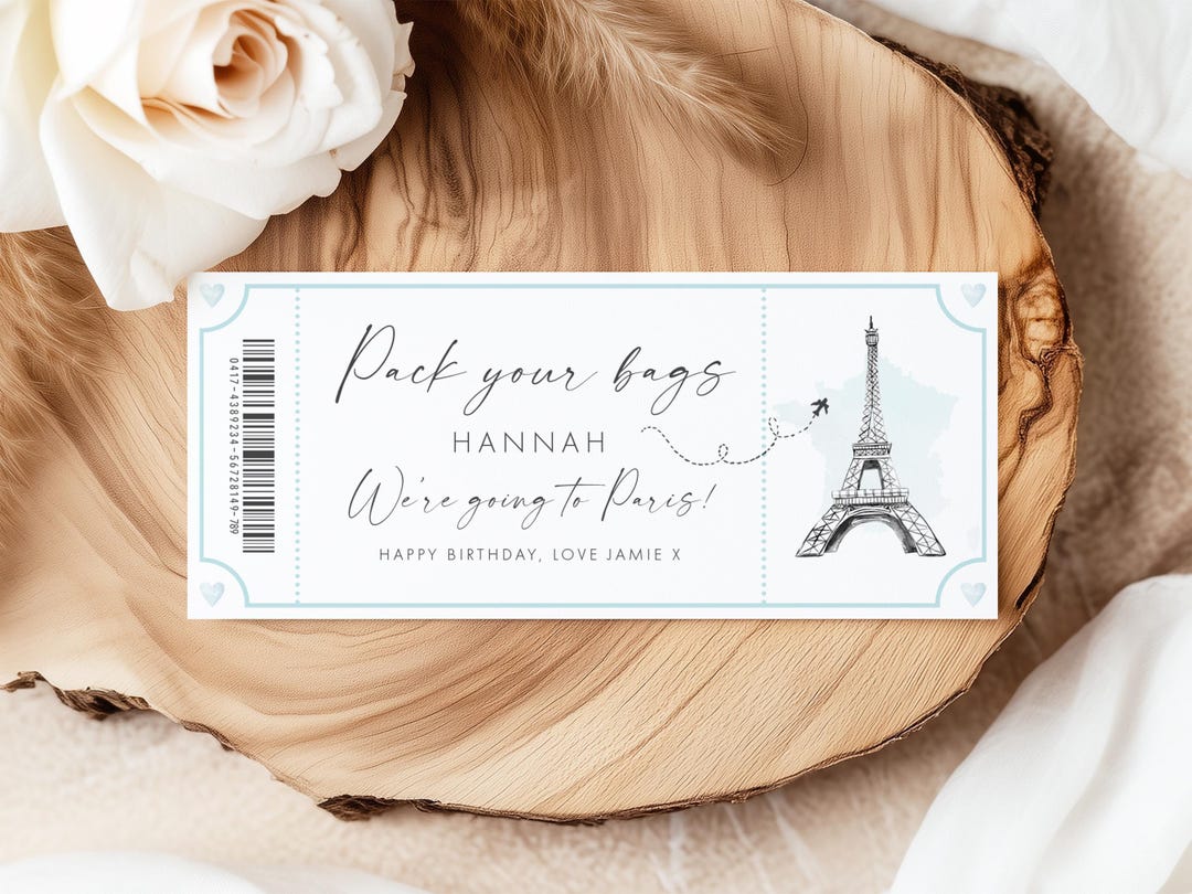 Personalised Paris Boarding Pass Reveal, Paris Surprise Ticket, Paris ...
