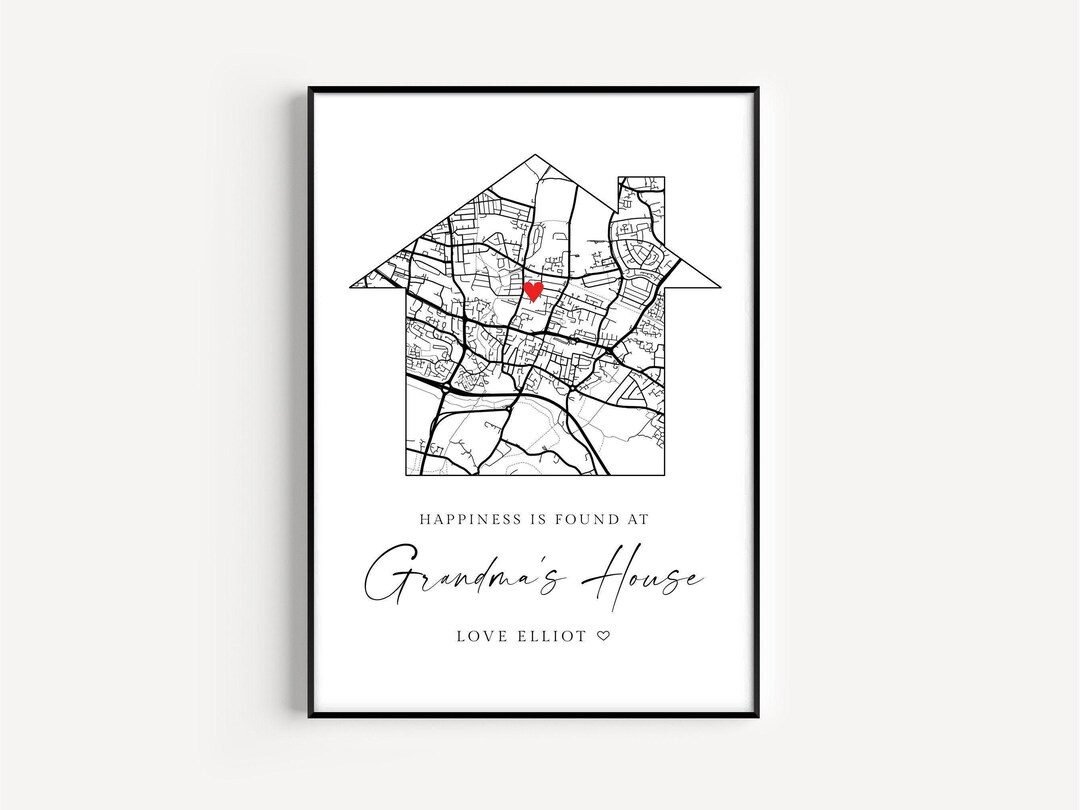 Grandmas House Map Print Personalised Mothers Day Gift for Grandma ...