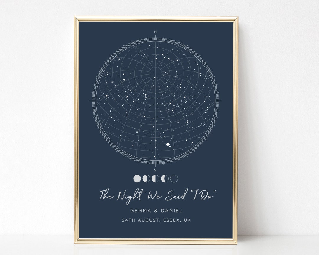 Personalised Night Sky Map Print, Personalized Wedding Gift for Couple ...