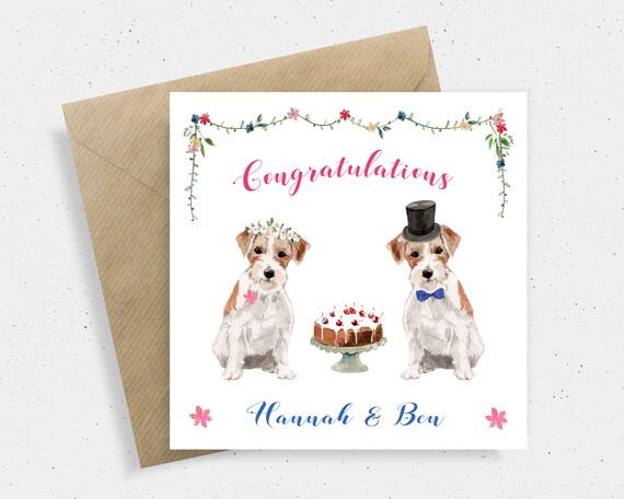 Dog Wedding Card Congratulations Personalised Wedding Card | Etsy