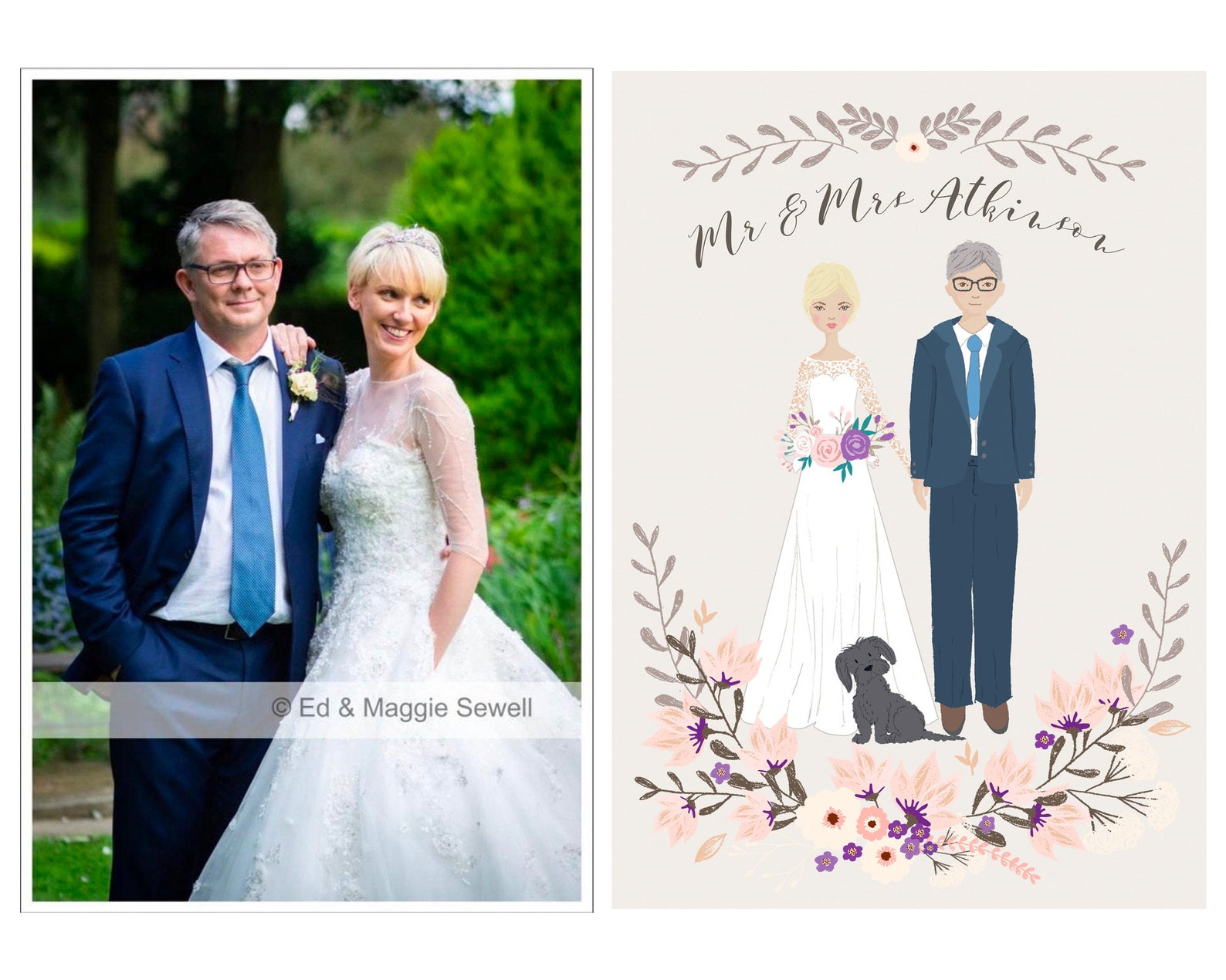 Digital Couple Portrait Personalized Wedding Gift for Couple - Etsy UK
