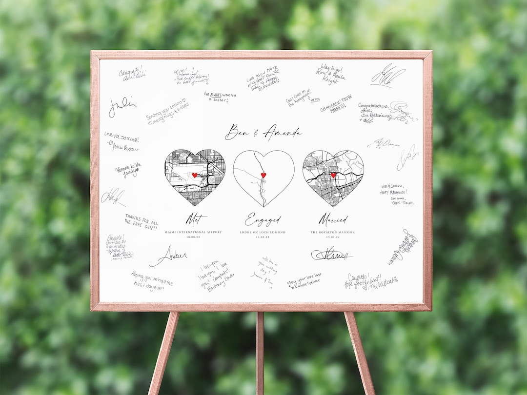 Black and White Map Guest Book Alternative Wedding, Personalised ...