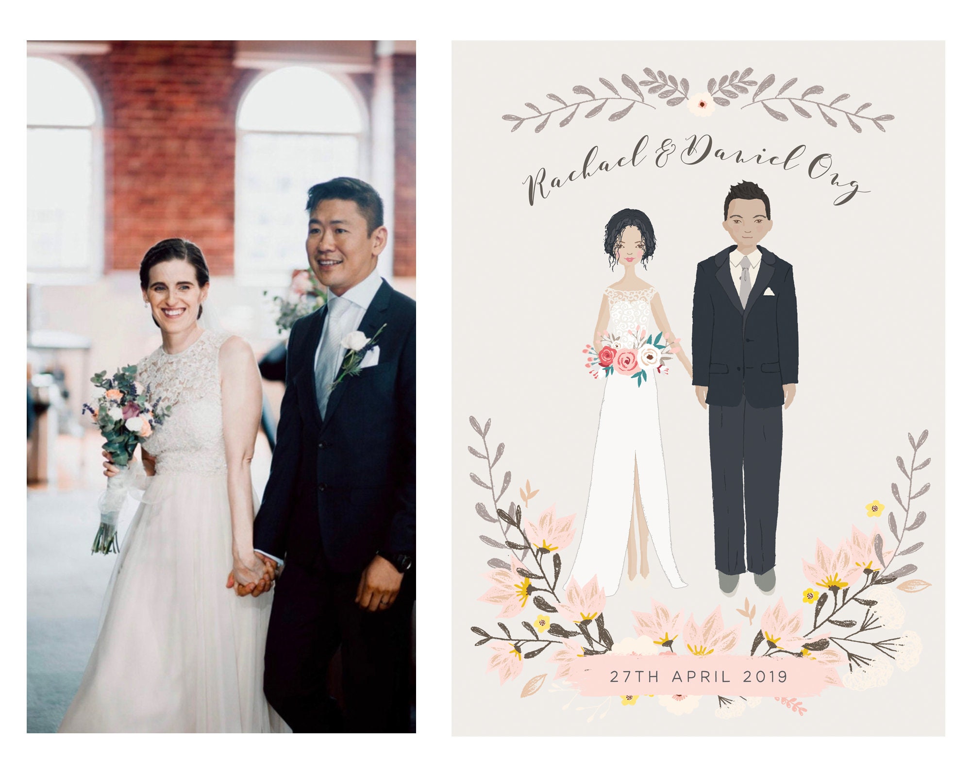 Digital Couple Portrait Personalized Wedding Gift for Couple - Etsy UK