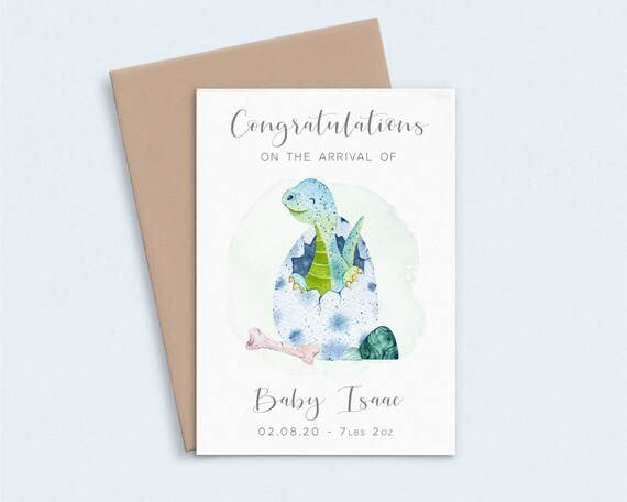 Dinosaur New Baby Boy Card Personalised Personalized New Born | Etsy