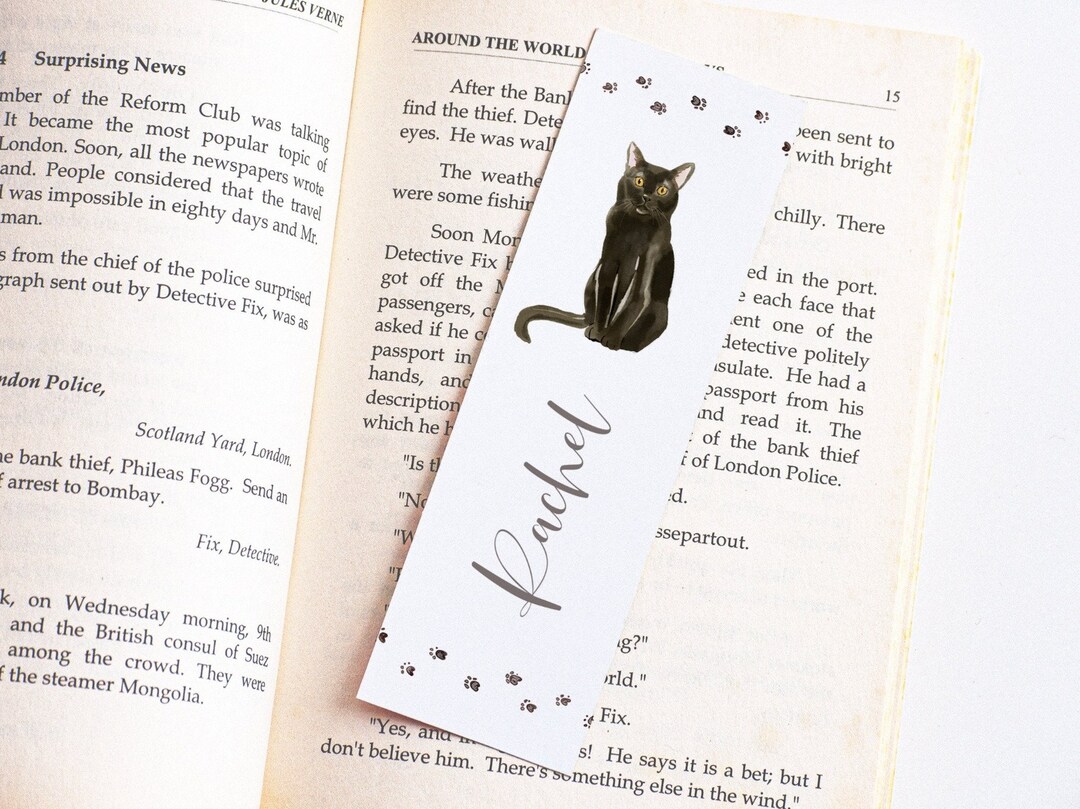 Cute Cat Bookmark Personalised, Paper Bookmark Cat, Custom Bookmark for ...