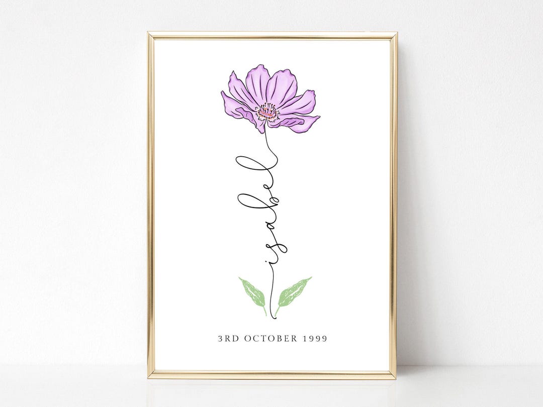 October Birth Flower Art Personalised, October Birthday Gifts for Her ...