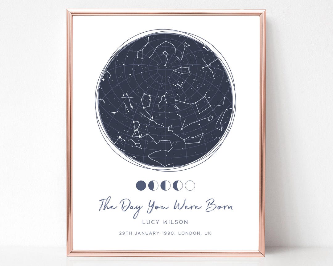 The Day You Were Born Star Map by Date, Personalized Constellation ...