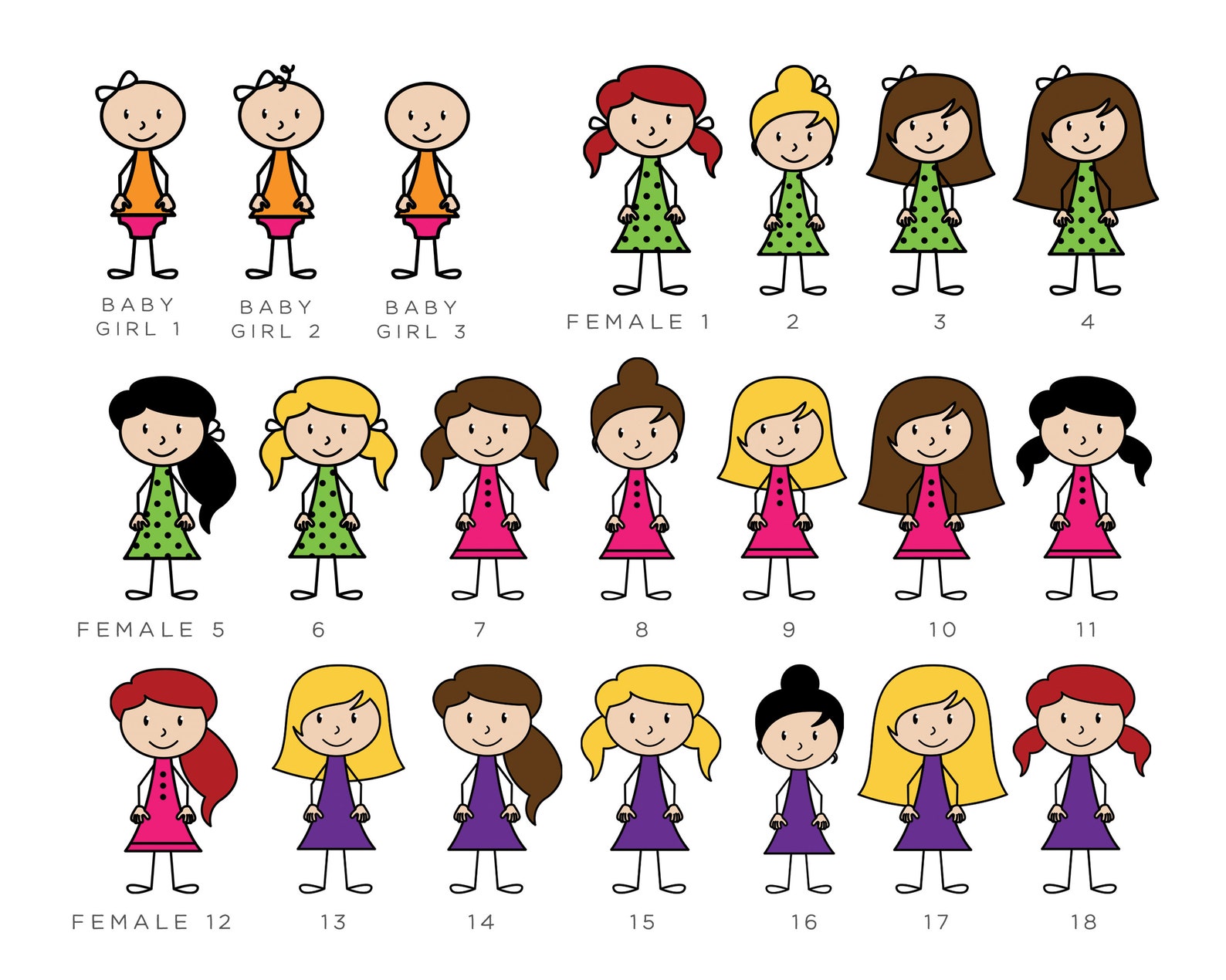 Stick Family Print With Pets Stick Man Print Custom Cartoon - Etsy