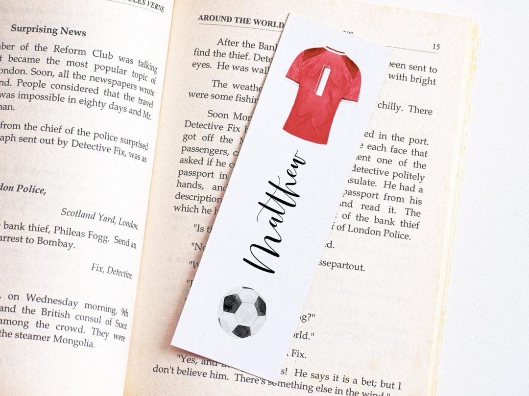 Football Bookmark Personalised, Paper Bookmark Football Theme Birthday ...