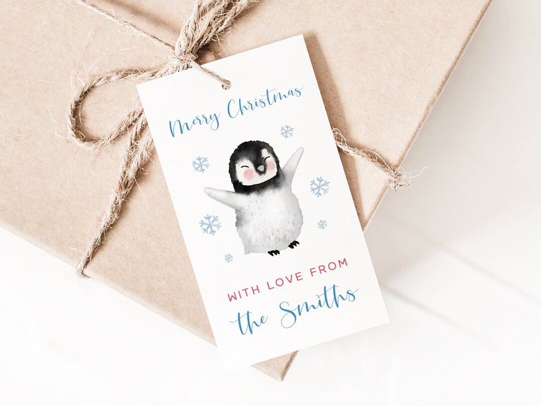 Cute Penguin Christmas Gift Tags for Kids Personalized - Etsy
