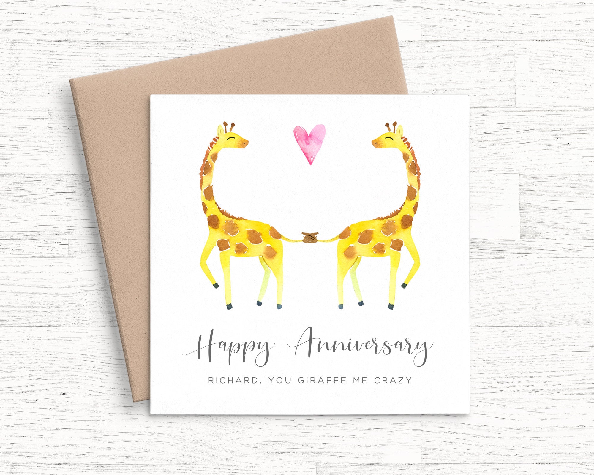 Giraffe Anniversary Card for Husband Personalised Anniversary | Etsy