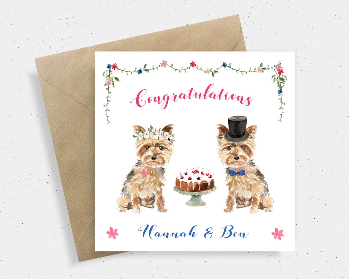 Dog Wedding Card Personalised Congratulations Wedding Card - Etsy Denmark
