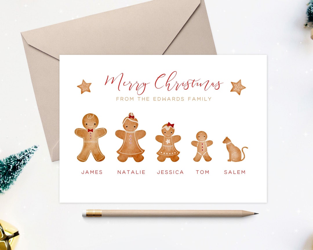 Family Christmas Cards Personalized, Gingerbread Man Christmas Card ...