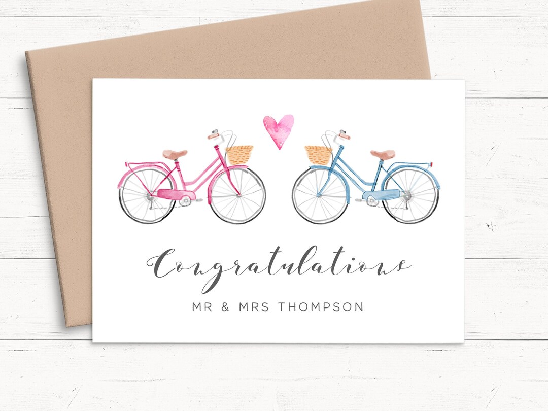 Bike Wedding Card for Bride and Groom Mr and Mrs Wedding Card - Etsy UK