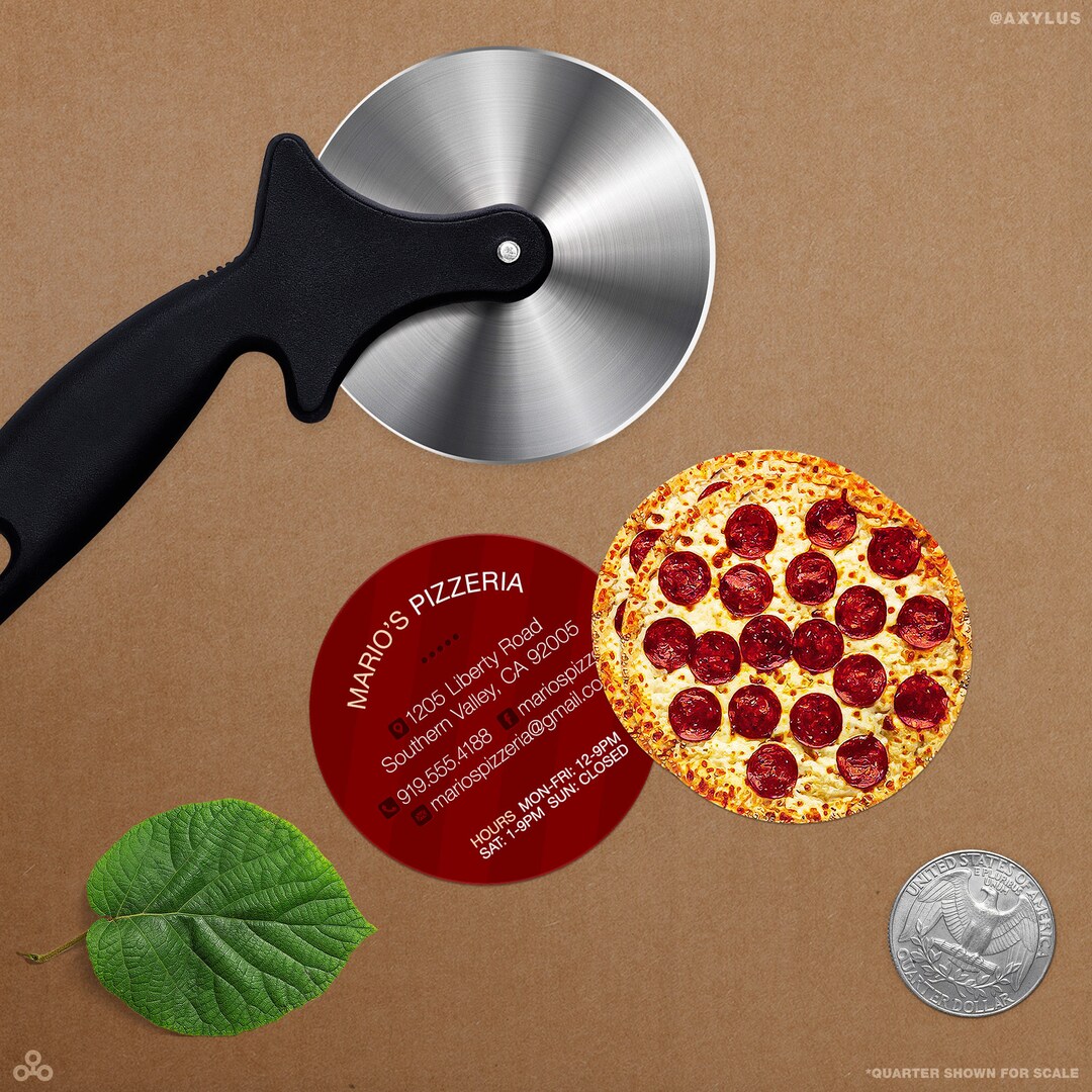Mini Pizza Business Cards Realistic Restaurant Business Card Design ...