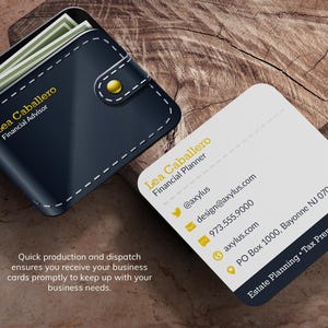 Square Business Card With Wallet Design • Rounded Corners, Ideal for ...