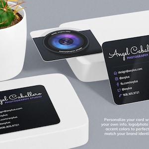 Mini Photographer Business Cards, Realistic Camera, Square Die-cut ...