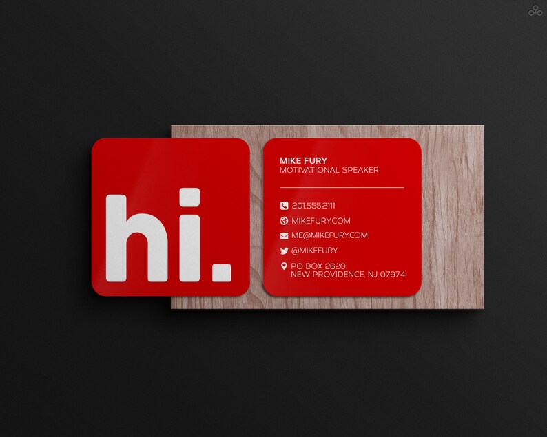 Hi Social Business Cards Die-cut Rounded Corners Mini Intro - Etsy