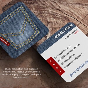 Trendy Square Business Cards With Denim Jeans Pocket Design and Red Tag ...