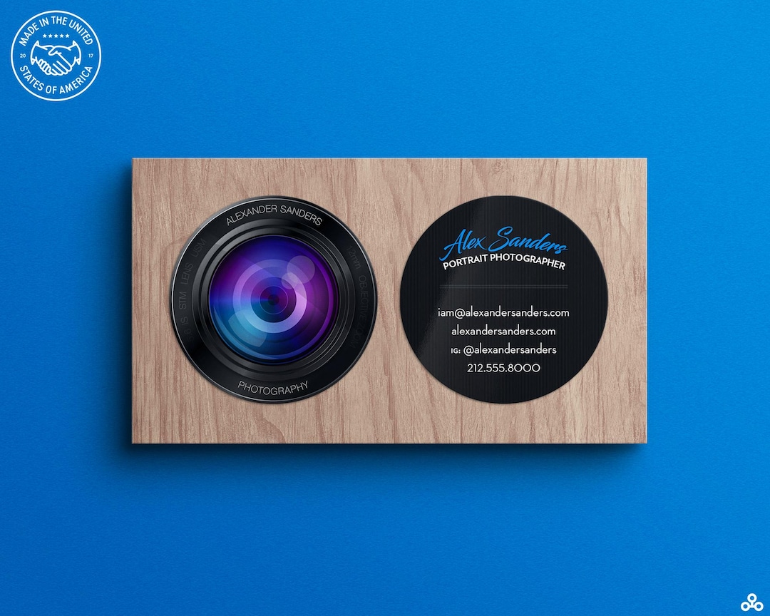 Camera Lens Photographer Business Cards • Mini Circle Cards ...