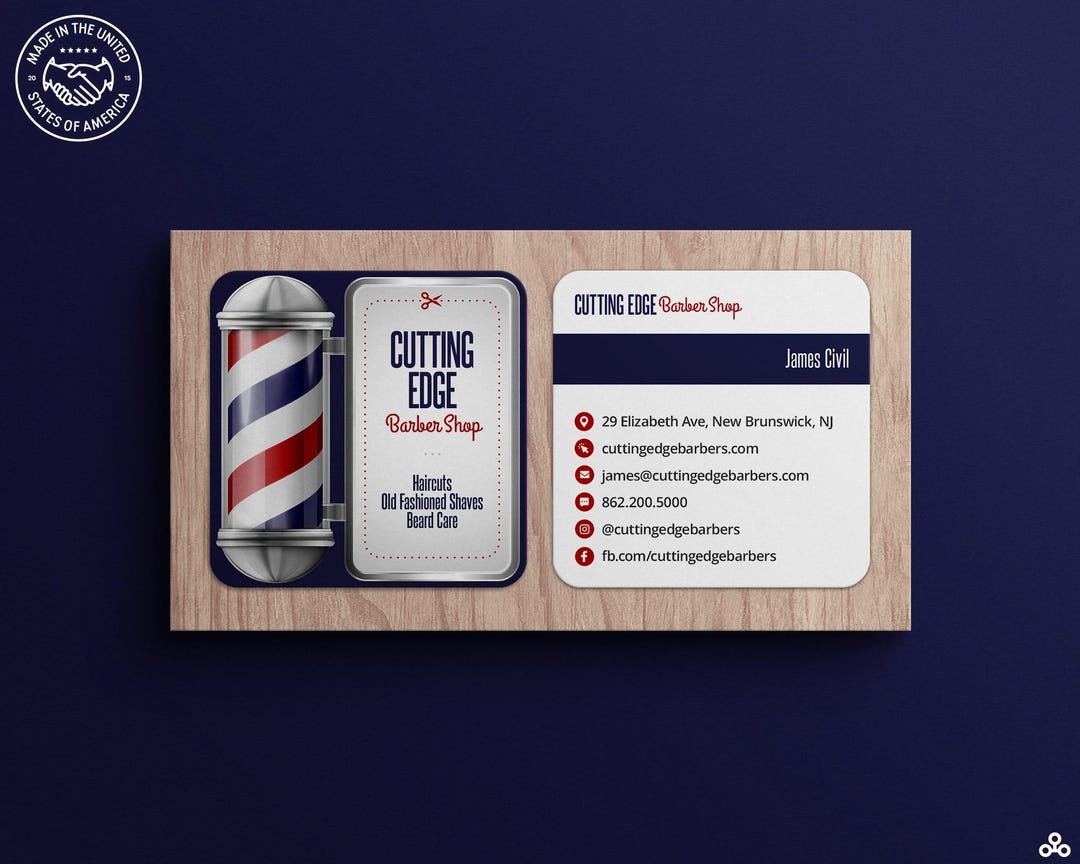 Classic Square Business Cards With Vintage Barber Pole Design for ...