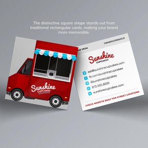 Vibrant Square Business Cards With Food Truck Design for Street Food ...