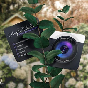 Mini Photographer Business Cards, Realistic Camera, Square Die-cut ...