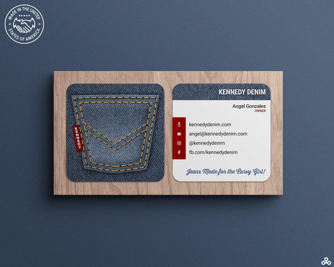Trendy Square Business Cards With Denim Jeans Pocket Design and Red Tag ...