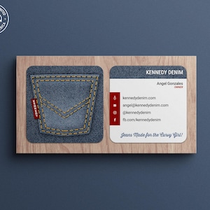 Trendy Square Business Cards With Denim Jeans Pocket Design and Red Tag ...