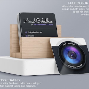 Mini Photographer Business Cards, Realistic Camera, Square Die-cut ...