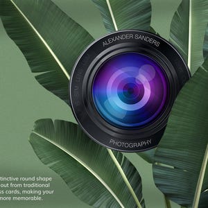 Camera Lens Photographer Business Cards • Mini Circle Cards ...