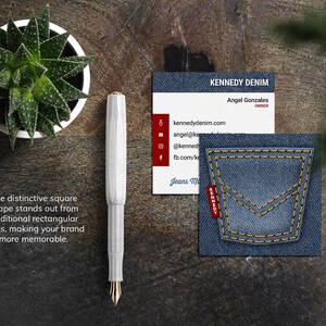 Trendy Square Business Cards With Denim Jeans Pocket Design and Red Tag ...